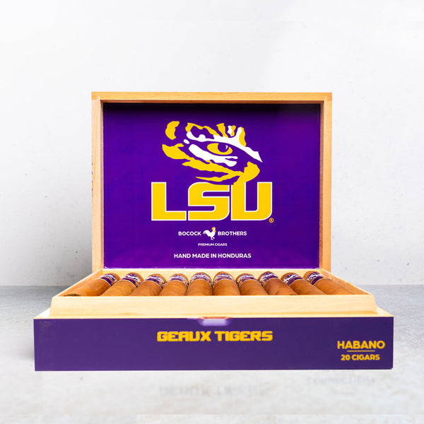 LSU TIGERS Habano Wrapper: 20 Box Count - Bocock Brothers Premium Cigars